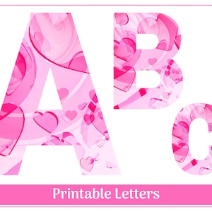 Pink Heart Alphabet Clip Art Letters A-Z and Numbers 0-9 | Printable ...