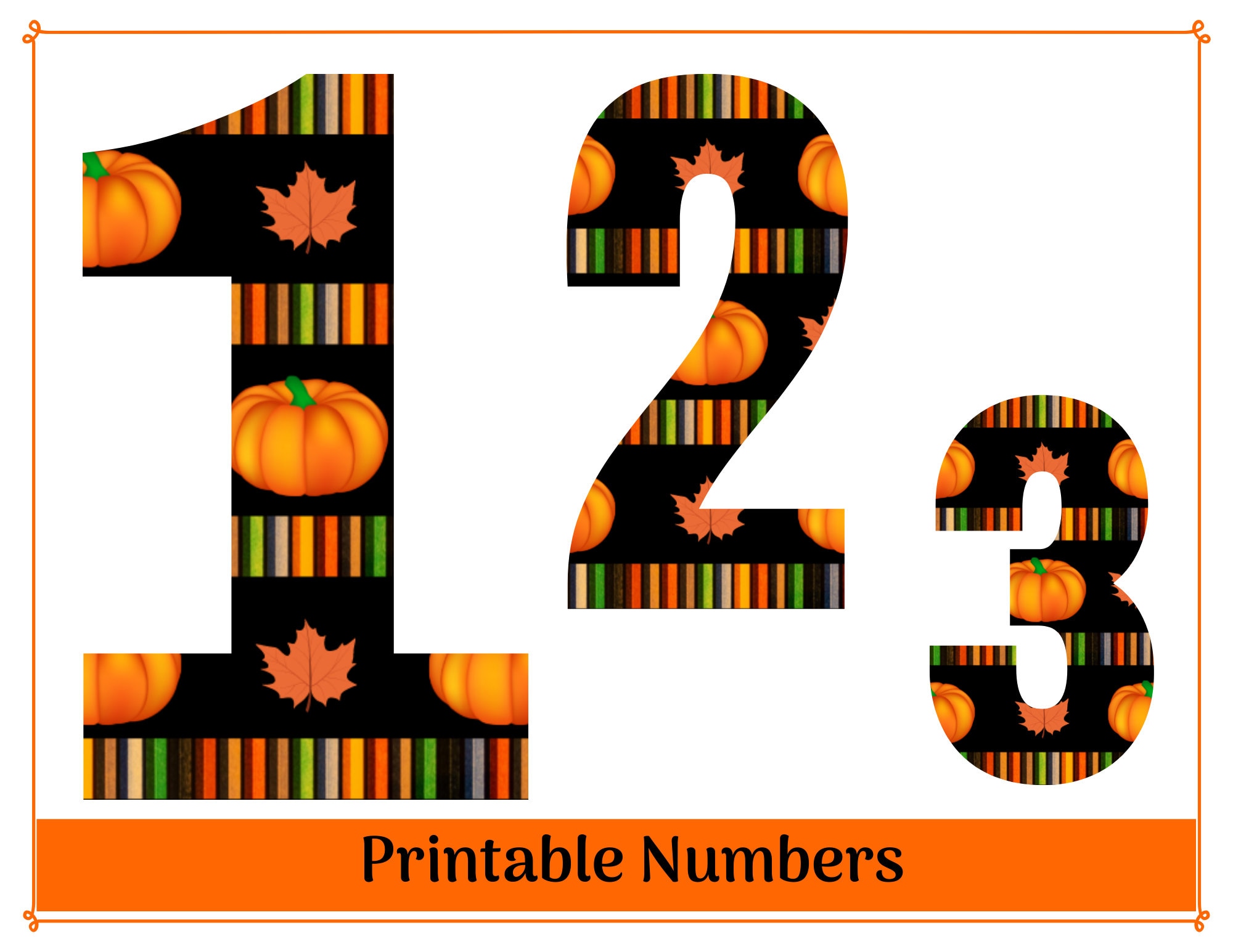 Fall Pumpkin Alphabet Clip Art: Printable Letters & Numbers (digital ...