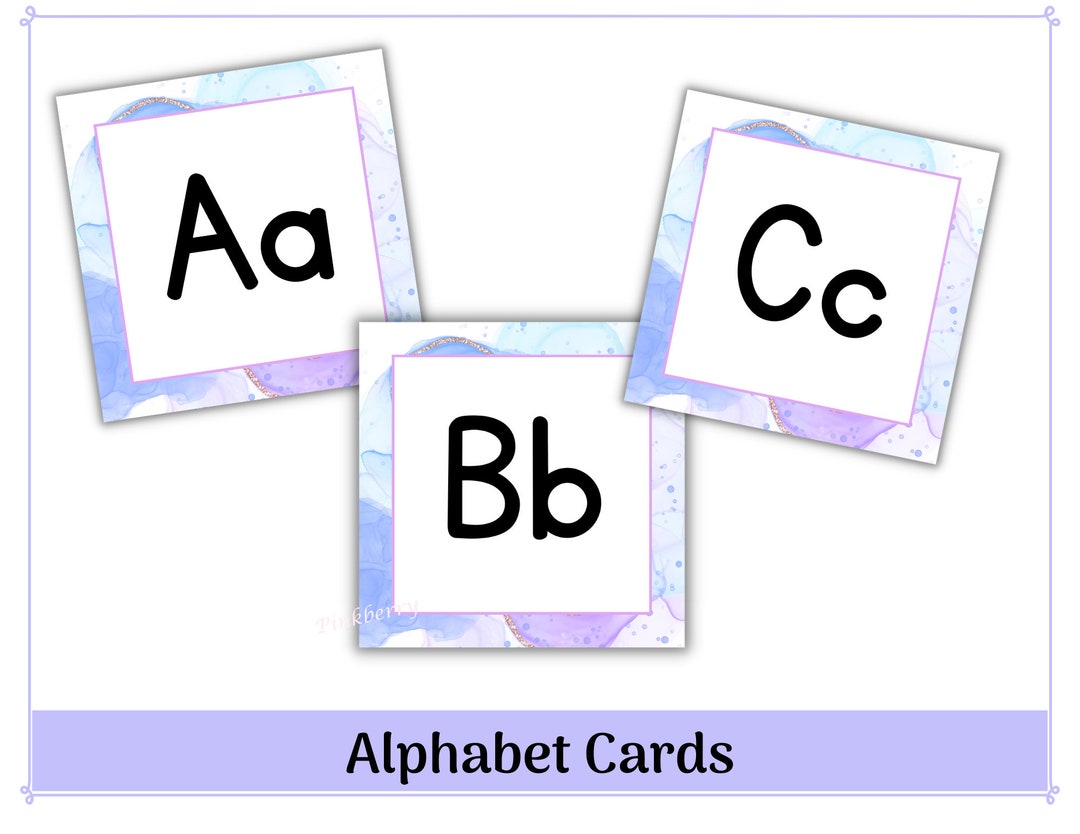 Marbled Purple & Blue Alphabet Cards: Printable Classroom Letters ...