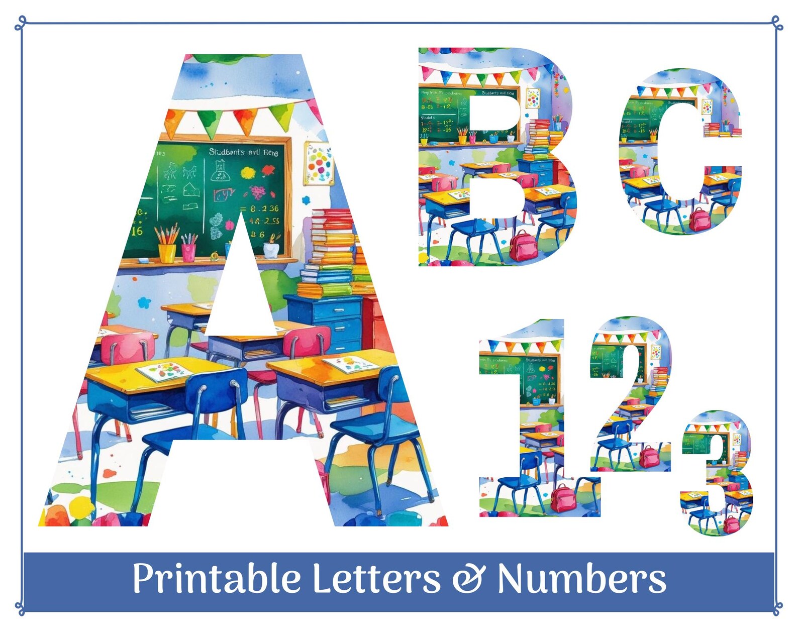 Printable Classroom Alphabet and Numbers: Bulletin Board Banner ...