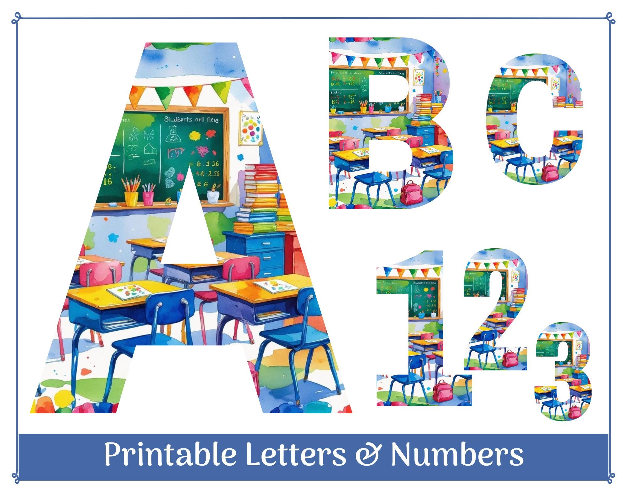 Printable Classroom Alphabet and Numbers: Bulletin Board Banner ...