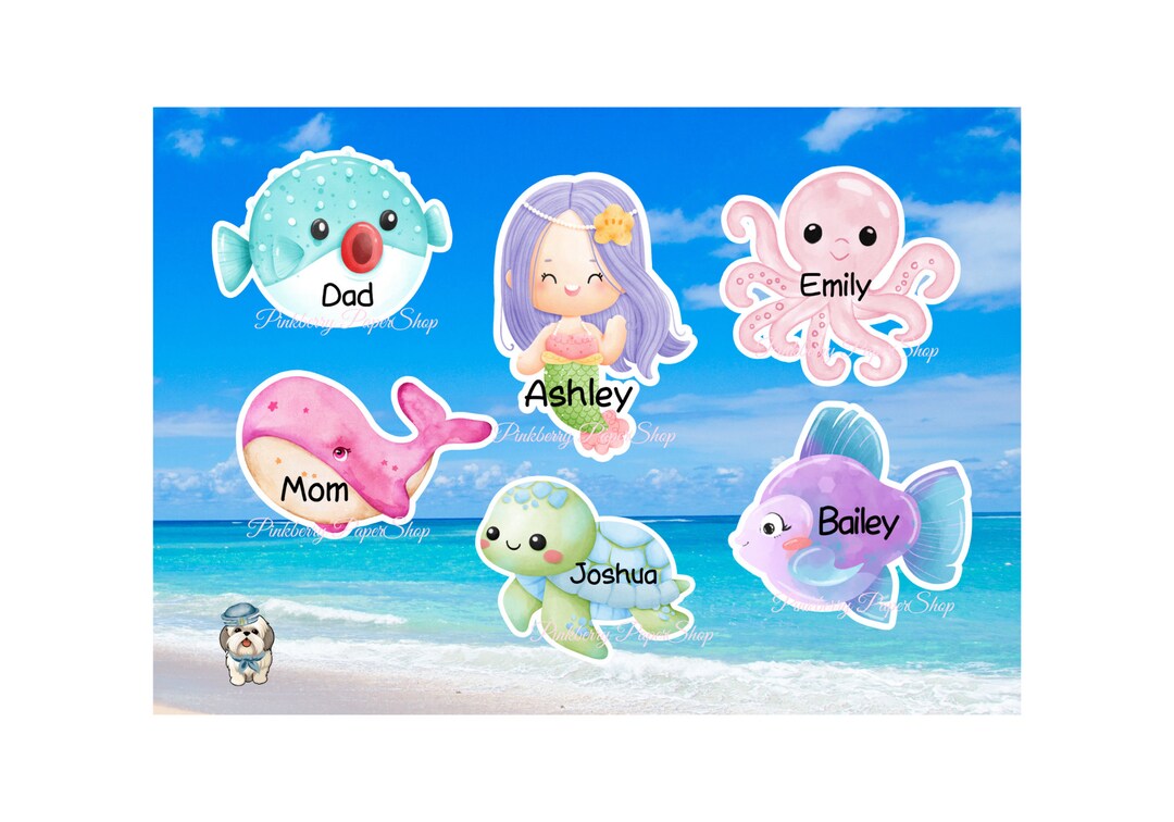 Mermaid Sea Life Clip Art | Cruise Door Magnets (digital Download ...