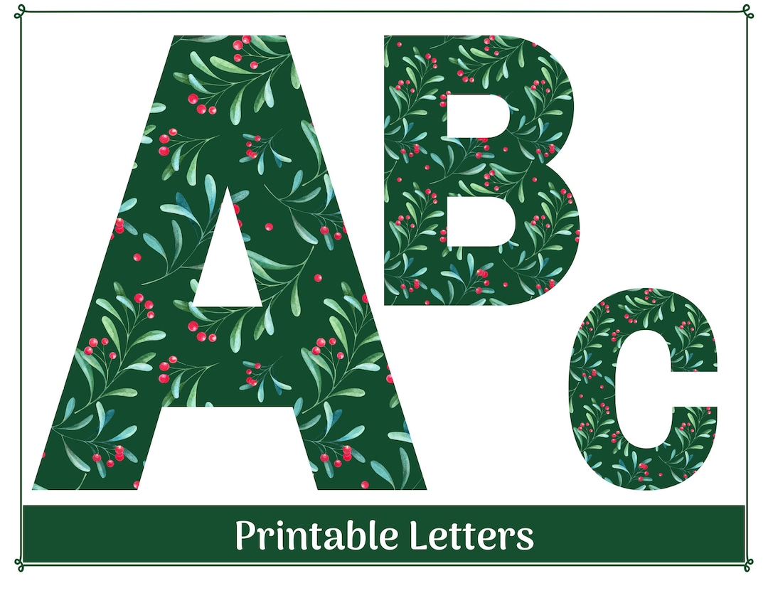 Christmas Holly Alphabet Clip Art: Printable Letters & Numbers (A-Z, 0 ...