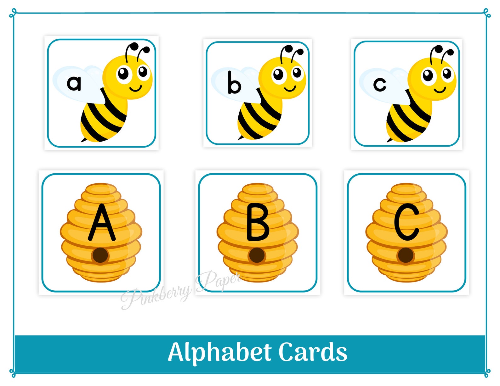 Bumble Bee Alphabet Cards: Printable Classroom Letters (digital ...