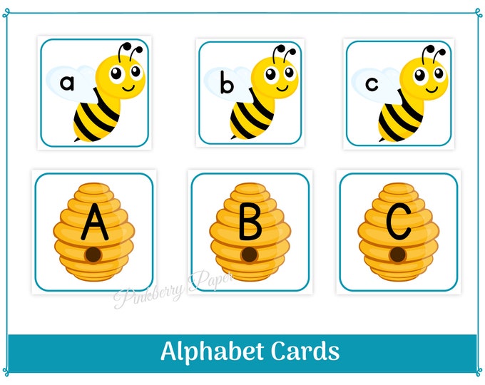 Alphabet Matching, Uppercase & Lowercase, Letter Match Printable, Bee ...