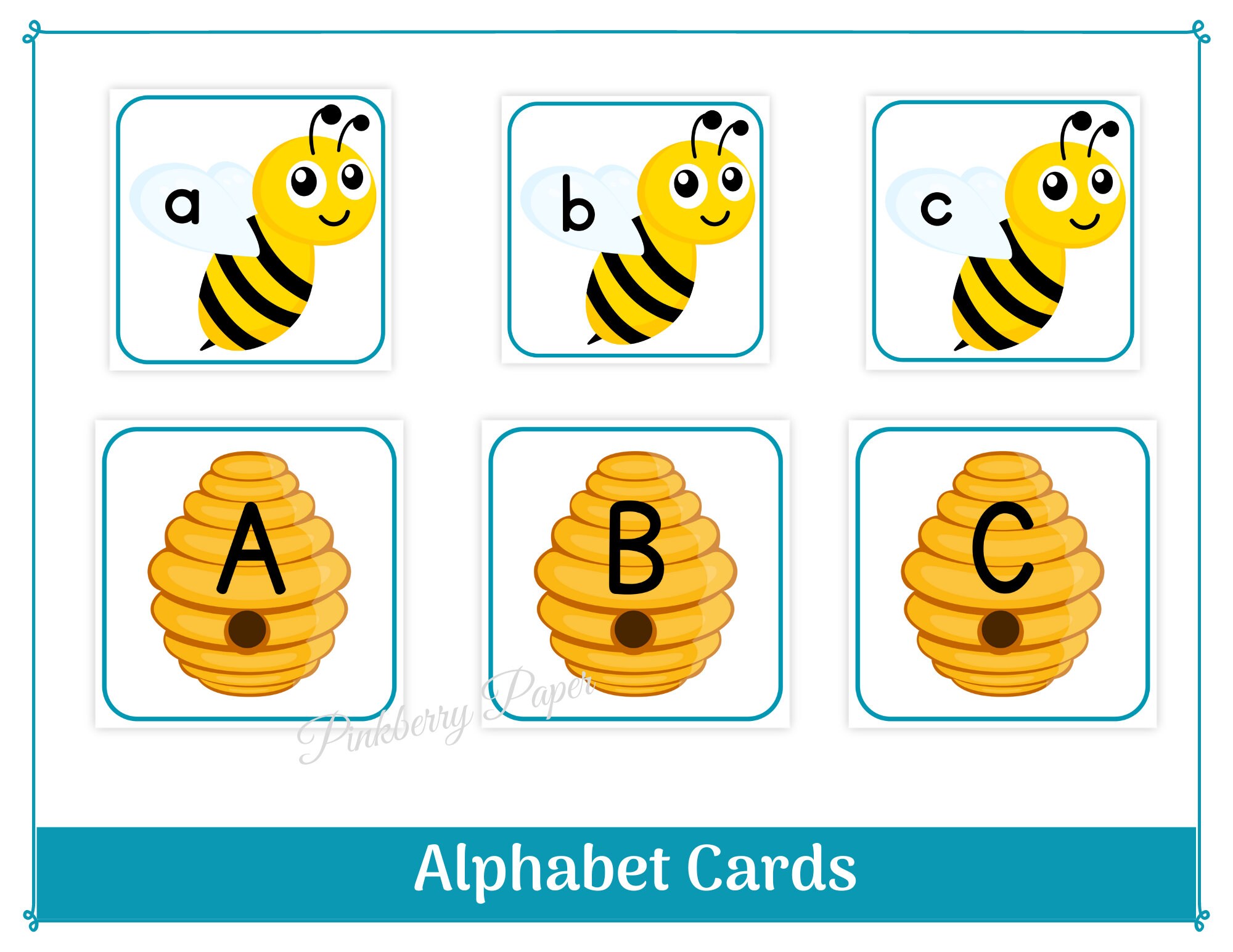 Bumble Bee Alphabet Cards: Printable Classroom Letters (digital ...