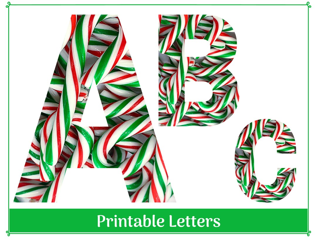 Candy Cane Alphabet Letter and Number Clip Art | DIY Banner | Printable ...