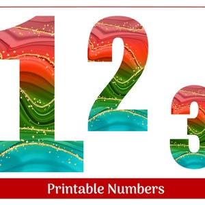 Red, Green, Ombre Marbled Alphabet Letters A-Z, Numbers 0-9 | Printable ...