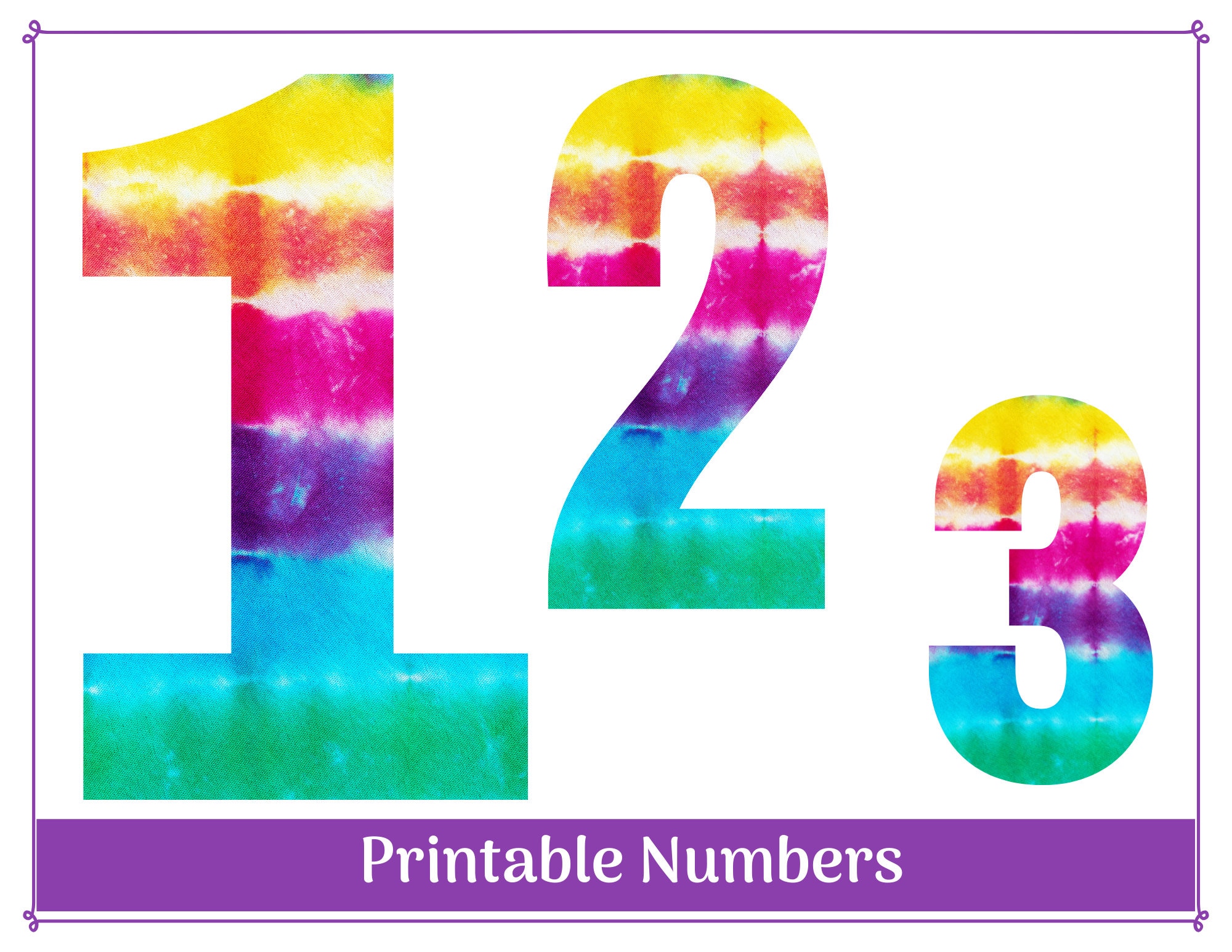 Rainbow Tie Dye Alphabet & Numbers: Printable Letters (digital Download ...