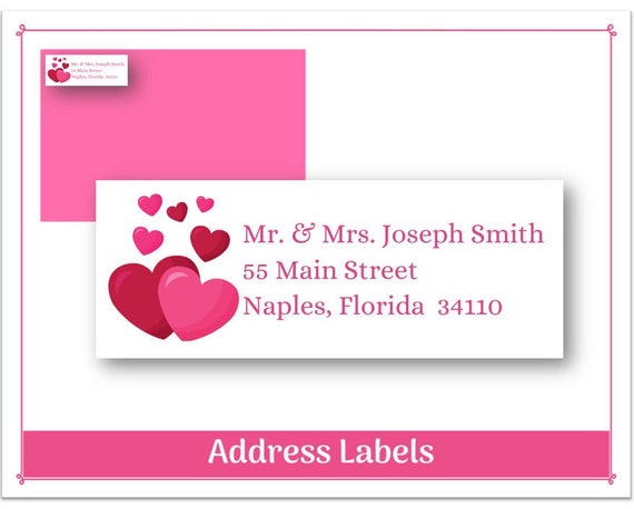 Printable Valentine Address Labels Hearts & Arrows Valentine Labels By