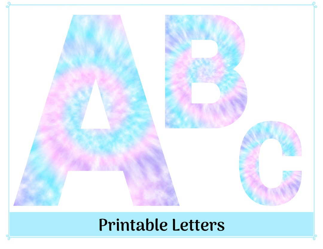 Pastel Tie Dye Alphabet Letters A-Z, Numbers 0-9 Clip Art, Printable ...