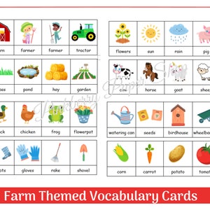 Farm Themed Vocabulary Picture Cards | Writing Center Cards ...