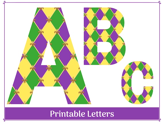 Mardi Gras Alphabet Clip Art Letters A-Z Printable & | Etsy Australia