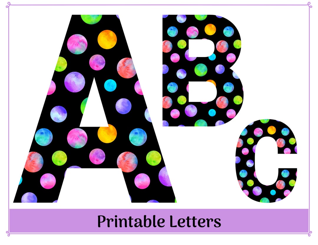 Black and Neon Polka Dot Alphabet Clip Art Letters A-Z and Numbers 0-9 ...