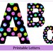 Black and Neon Polka Dot Alphabet Clip Art Letters A-Z and Numbers 0-9 ...