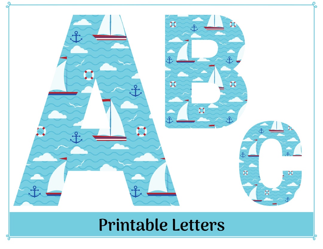 Nautical Sailboat Alphabet Letters A-Z, Numbers 0-9 Clip Art, Printable ...