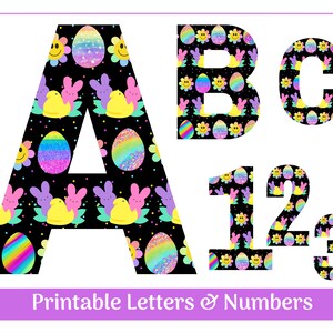 Easter Eggs Alphabet Letters A-Z, Numbers 0-9 | Rainbow Banners ...