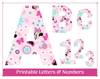 Pink Purple Ombre Glitter Alphabet Letters A-Z, Numbers 0-9 Banner ...