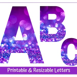 Purple Sparkly Alphabet | Uppercase A-Z Clip Art | DIY Banner ...