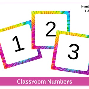 Tie Dye Classroom Calendar - Activity Number Set | Numbers 1-31 ...