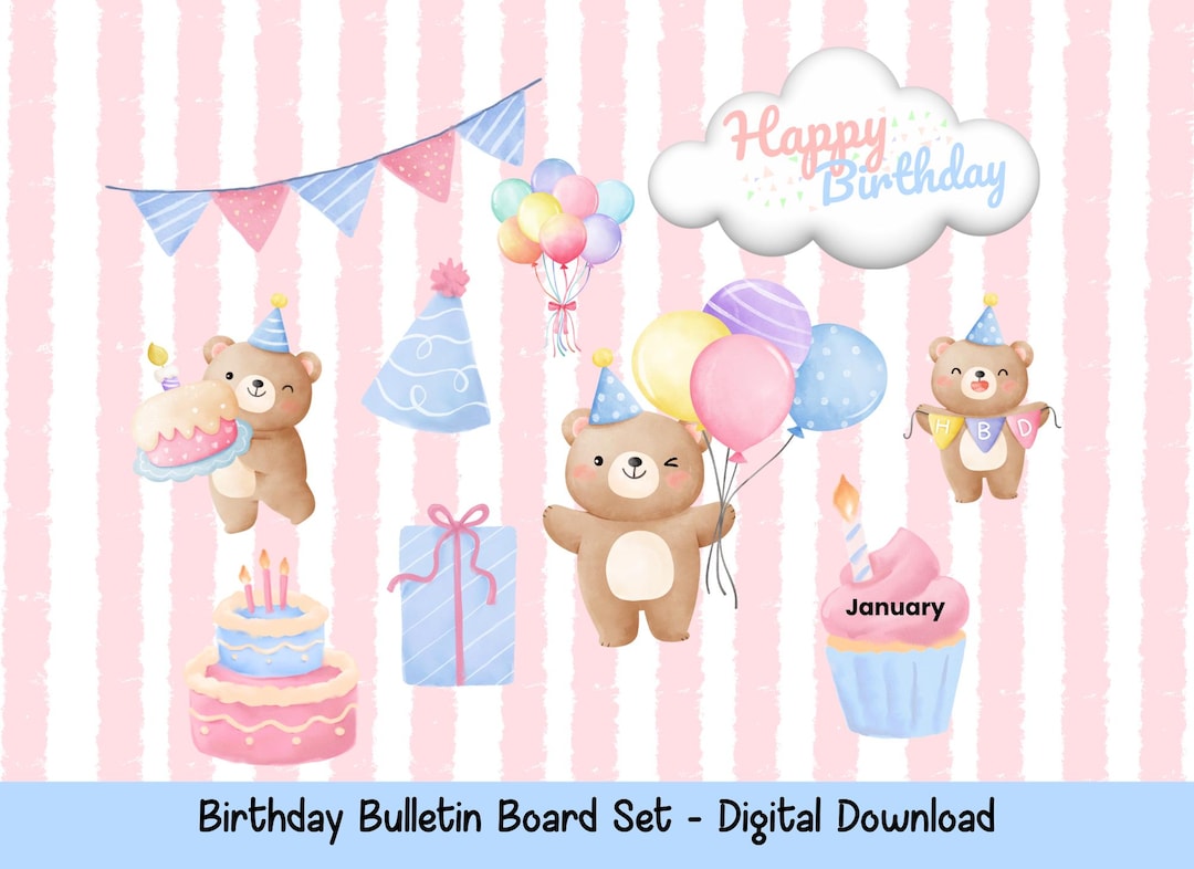 Teddy Bear Birthday Bulletin Board Set: Clip Art & Trim (digital ...