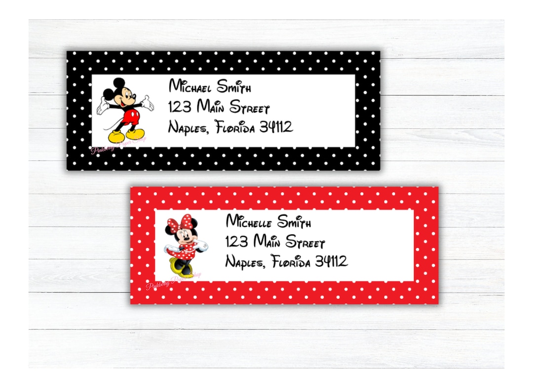 Mickey and Minnie Return Address Labels | Character Labels | Printable ...