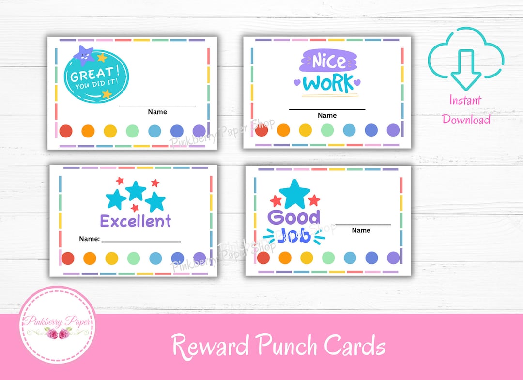 Reward Punch Cards Classroom Rewards Progress Recognition - Etsy