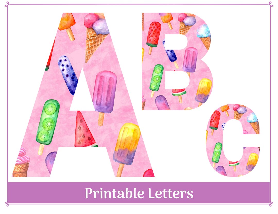 Watercolor Ice Cream Alphabet Clip Art Letters A-Z | Printable ...