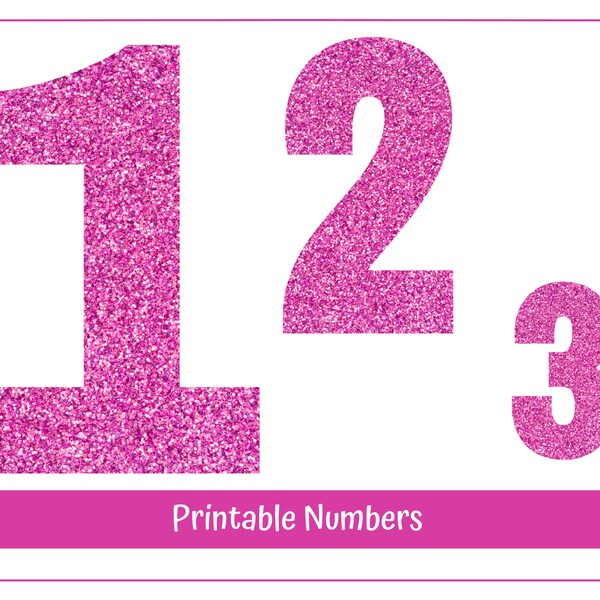Pink Glitter Numbers - Etsy