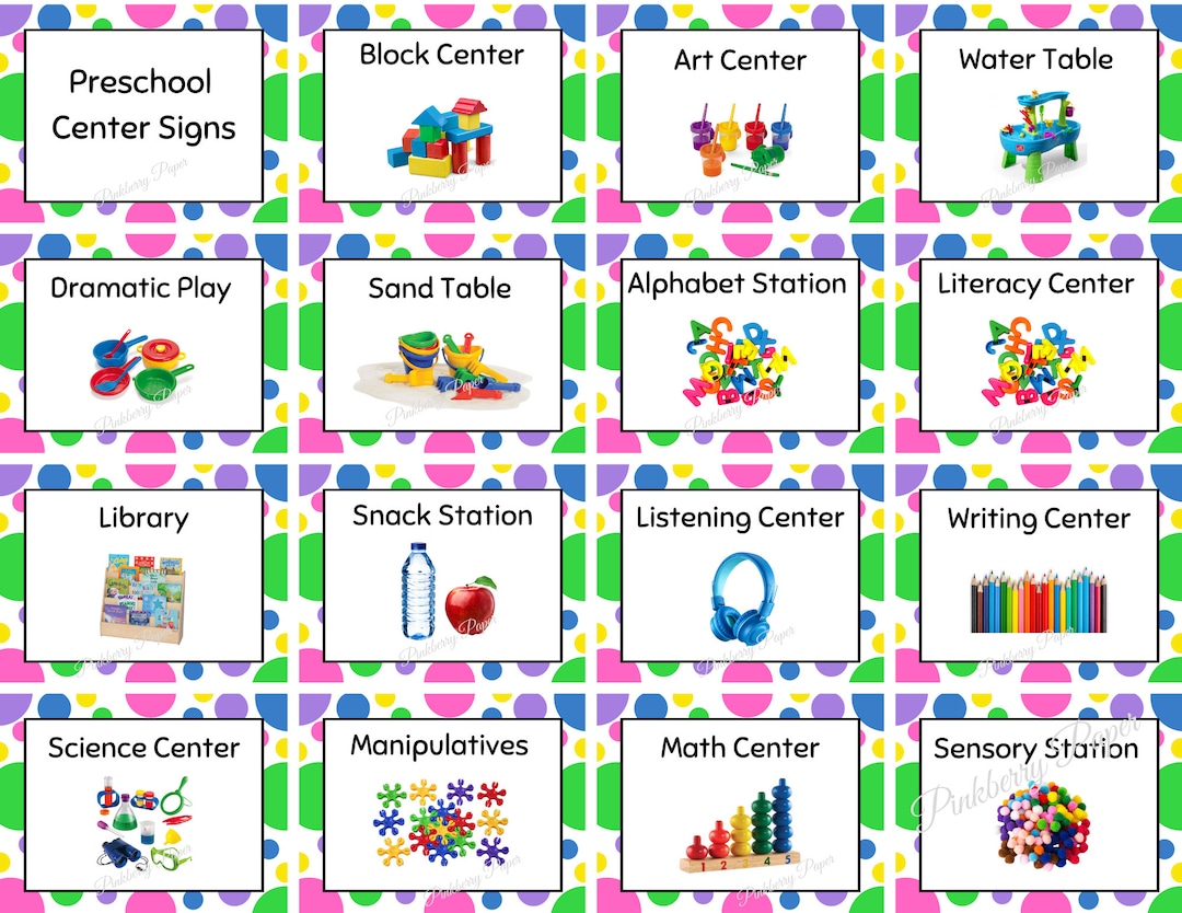 Polka Dot Preschool Center Signs Set of 15 Printable Classroom Labels ...