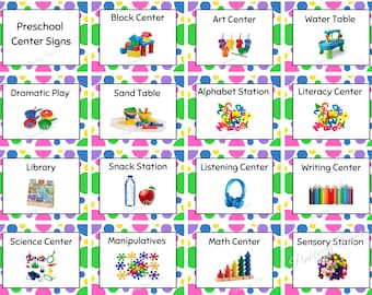 Rainbow Crayon Preschool Center Signs Set of 15 Printable Classroom ...