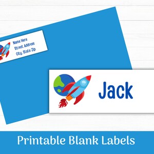 Rocket Ship Space Themed Return Address Labels School Supply Labels ...