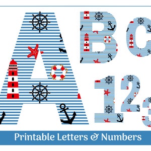 Nautical Alphabet Letters A-Z, Numbers 0-9 | Banner, Bulletin Board ...