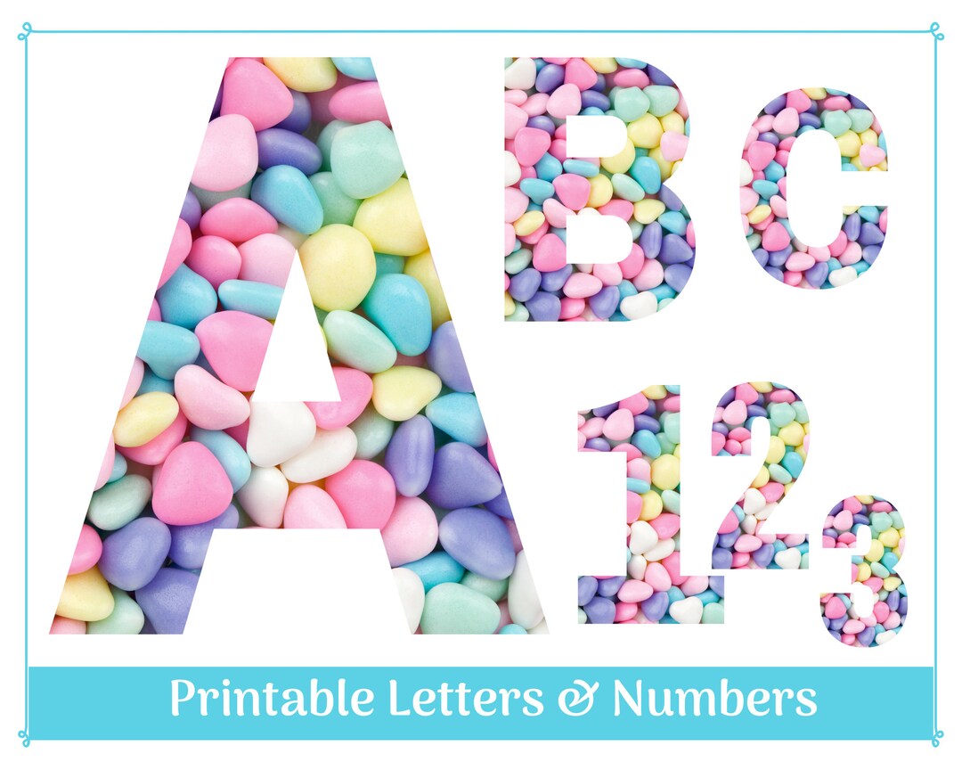 Pastel Candy Alphabet Clip Art Letters A-Z and Numbers 0-9 | Printable & Resizable Letters and ...