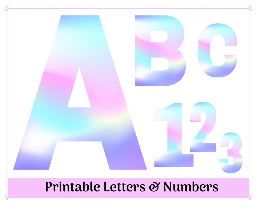 Pastel Unicorn Rainbow Alphabet Letters A-Z, Numbers 0-9 | Printable ...