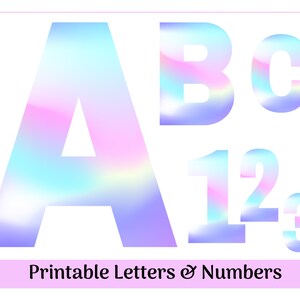Pastel Unicorn Rainbow Alphabet Letters A-Z, Numbers 0-9 | Printable ...