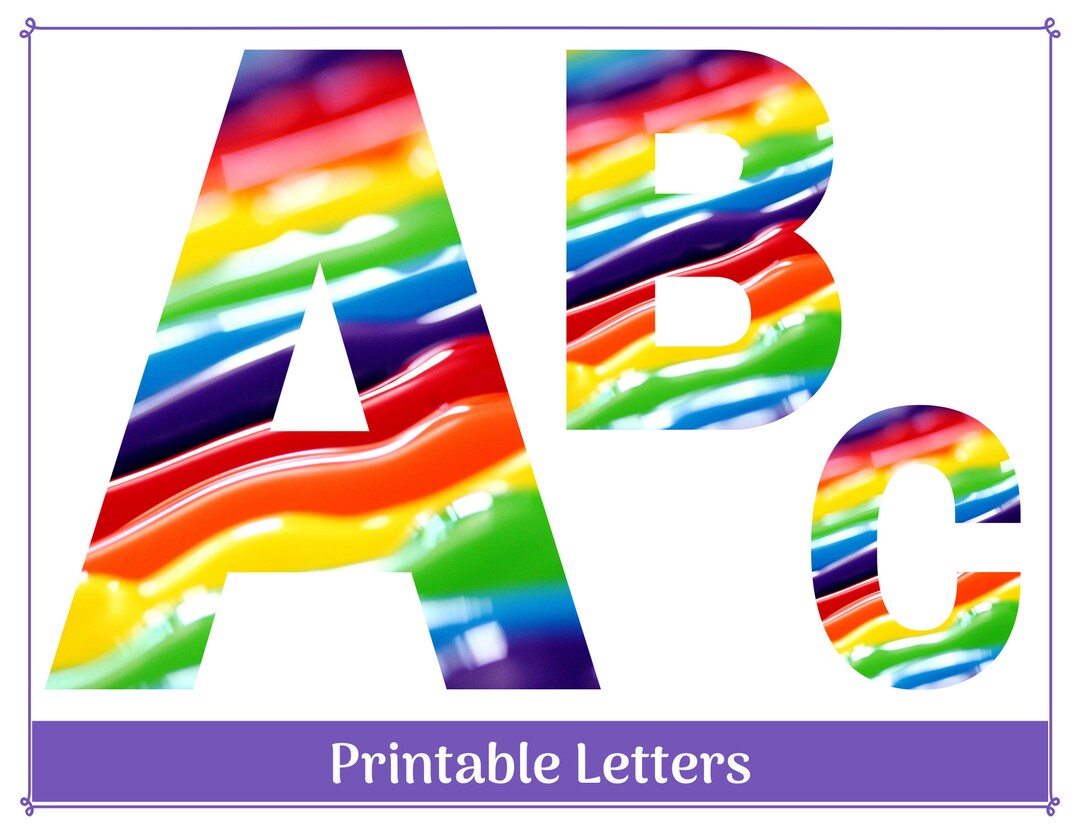 Rainbow Paint Alphabet Letters A-Z, Numbers 0-9 | Banner, Bulletin ...
