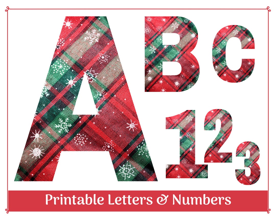 Christmas Plaid Alphabet Clip Art Letters A-Z and Numbers 0-9 | Printable & Resizable Letters ...