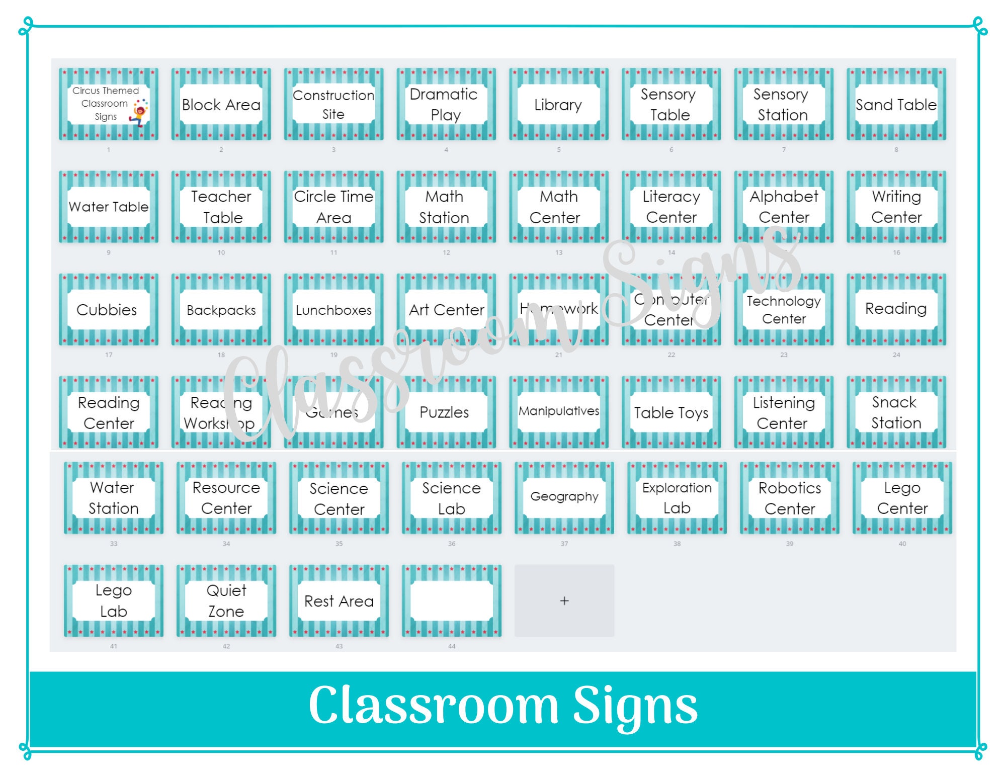 Circus-carnival Themed Classroom Signs Resizable & Printable - Etsy
