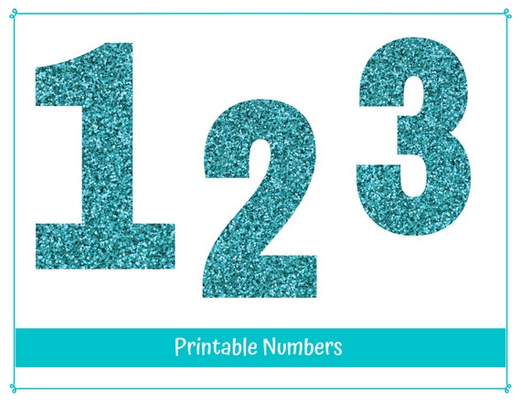 Printable Teal Glitter Clip Art Numbers 0-9 Resizable | Etsy