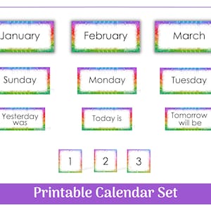 Rainbow Glitter Classroom Center Signs: Printable Template (digital ...