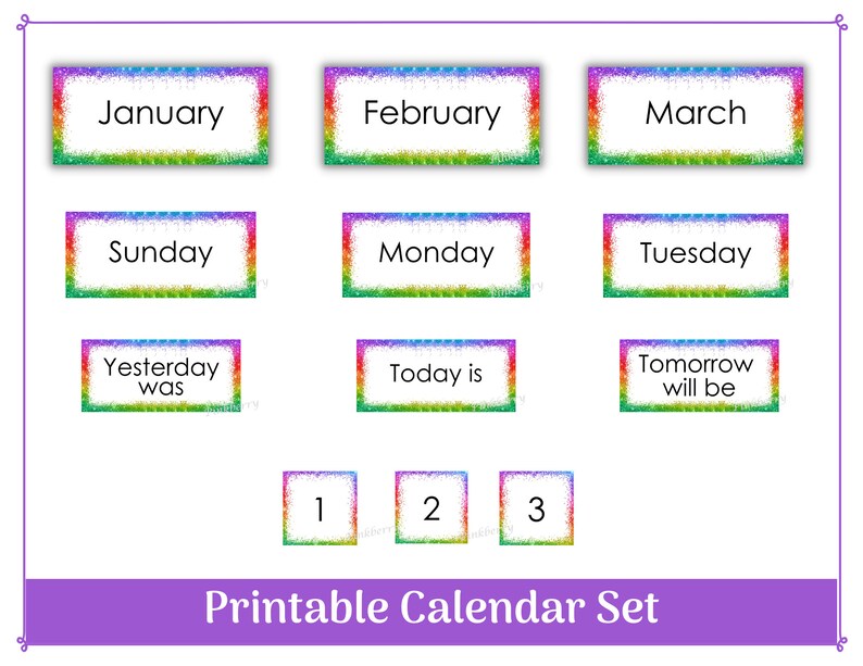 Rainbow Glitter Classroom Center Signs: Printable Template (digital ...