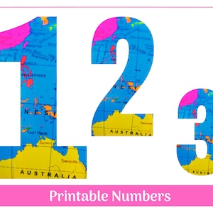 World Map - Globe Themed Alphabet Clip Art Letters | Numbers 0-9 - Etsy