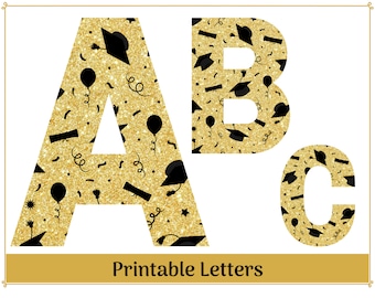 Graduation Alphabet Clip Art: Printable Letters & Numbers (digital ...