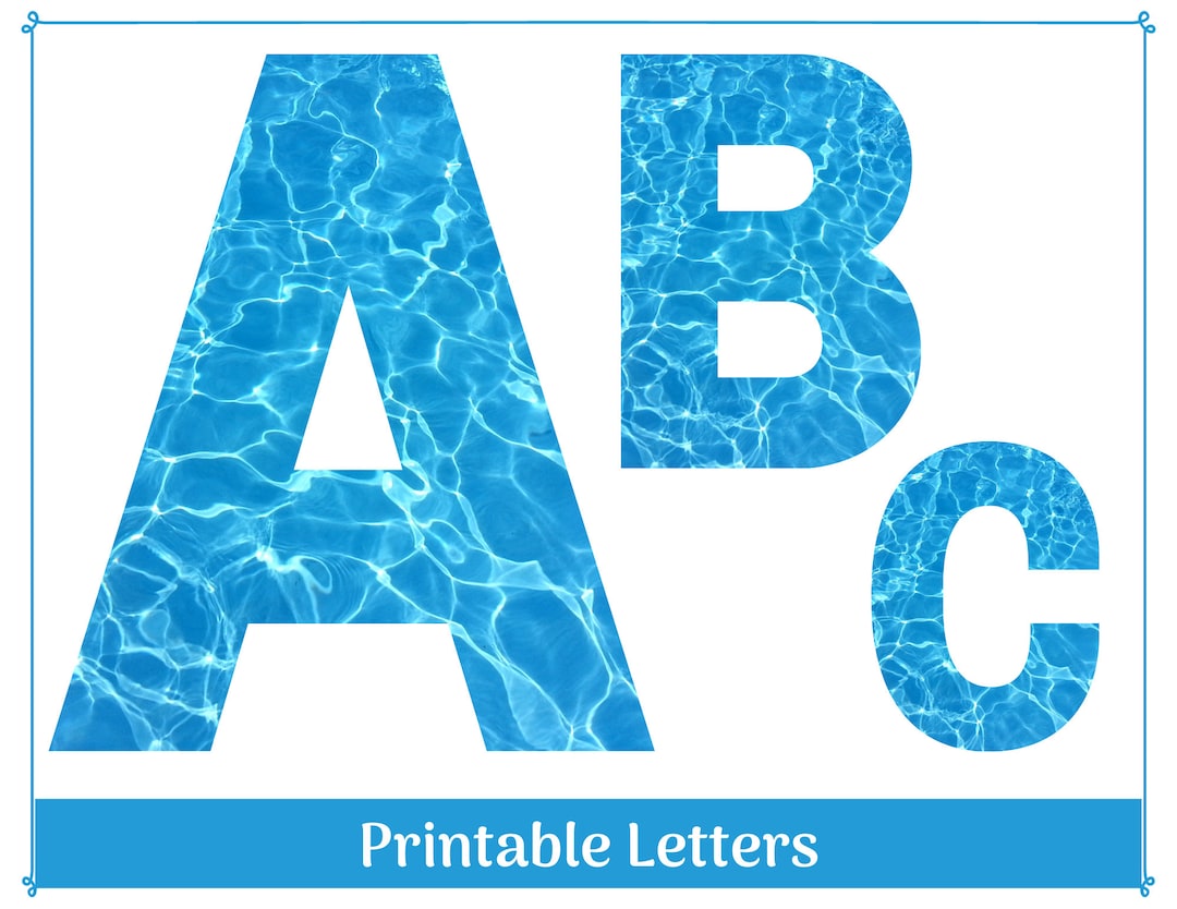 Pool Water Alphabet Letters & Numbers | Uppercase A-Z and Numbers 0-9 ...