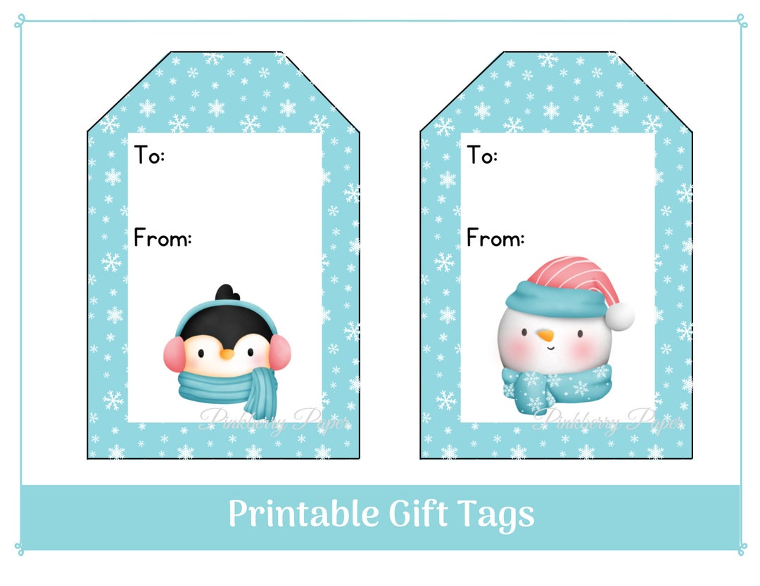 Winter Holiday Gift Tags DIY Printable Holiday Labels - Etsy