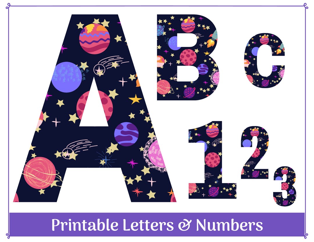 Space Themed Alphabet Letters & 0-9 Numbers | Classroom Bulletin Board ...