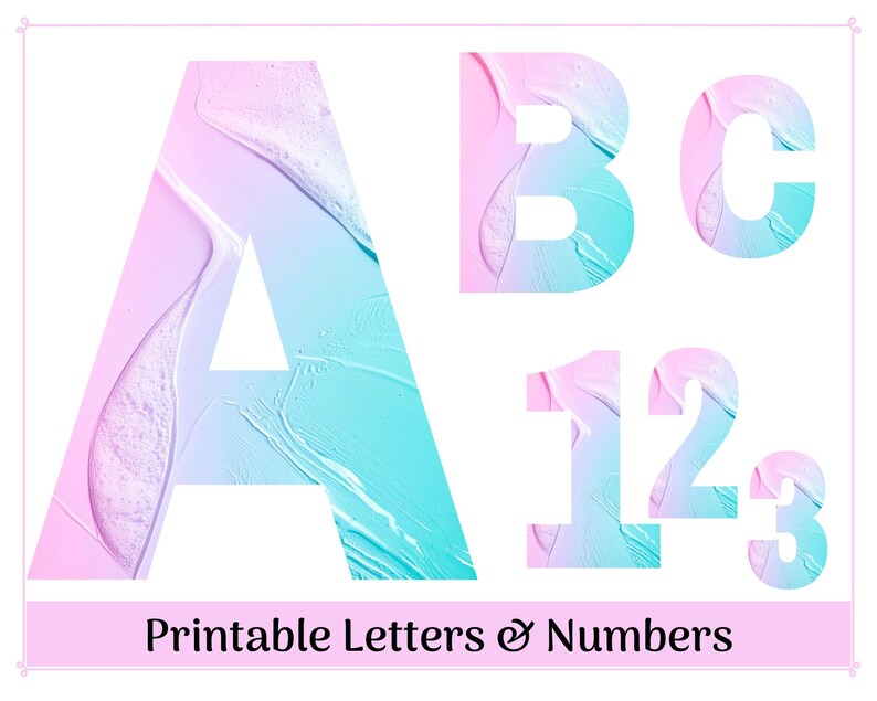 Pastel Soap Alphabet Letters A-Z, Numbers 0-9 | Printable Banner ...