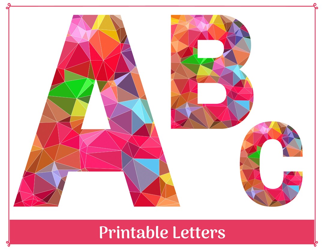 Pink Geometric Alphabet Letters A-Z, Numbers 0-9 | Banner, Bulletin ...