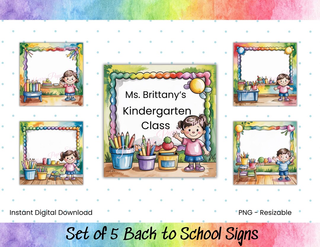 Pastel Watercolor Back to School Signs: Classroom Decor (PNG ...